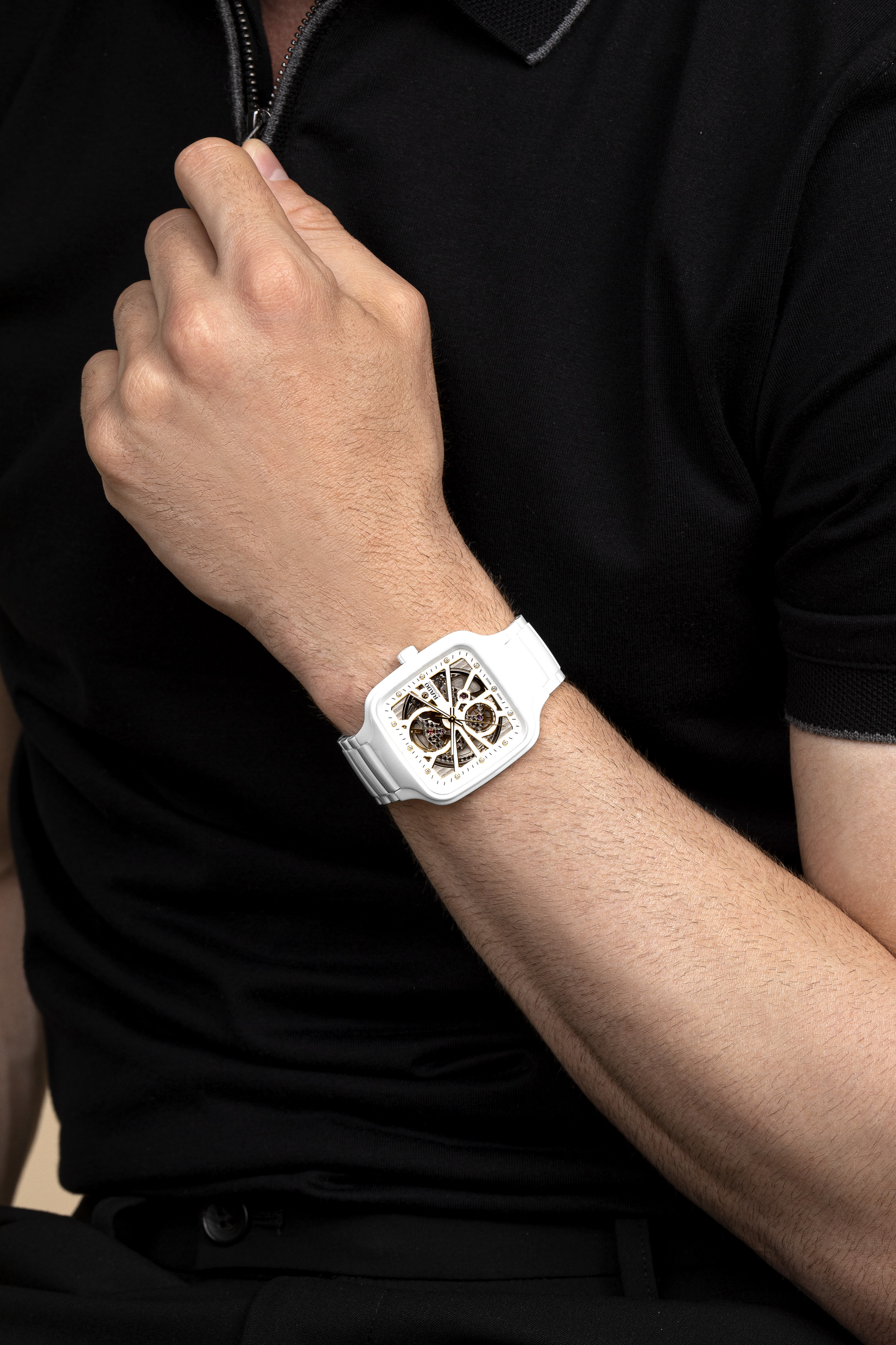 True Square Automatic Open Heart Unisex High-Tech Ceramic Watch ...