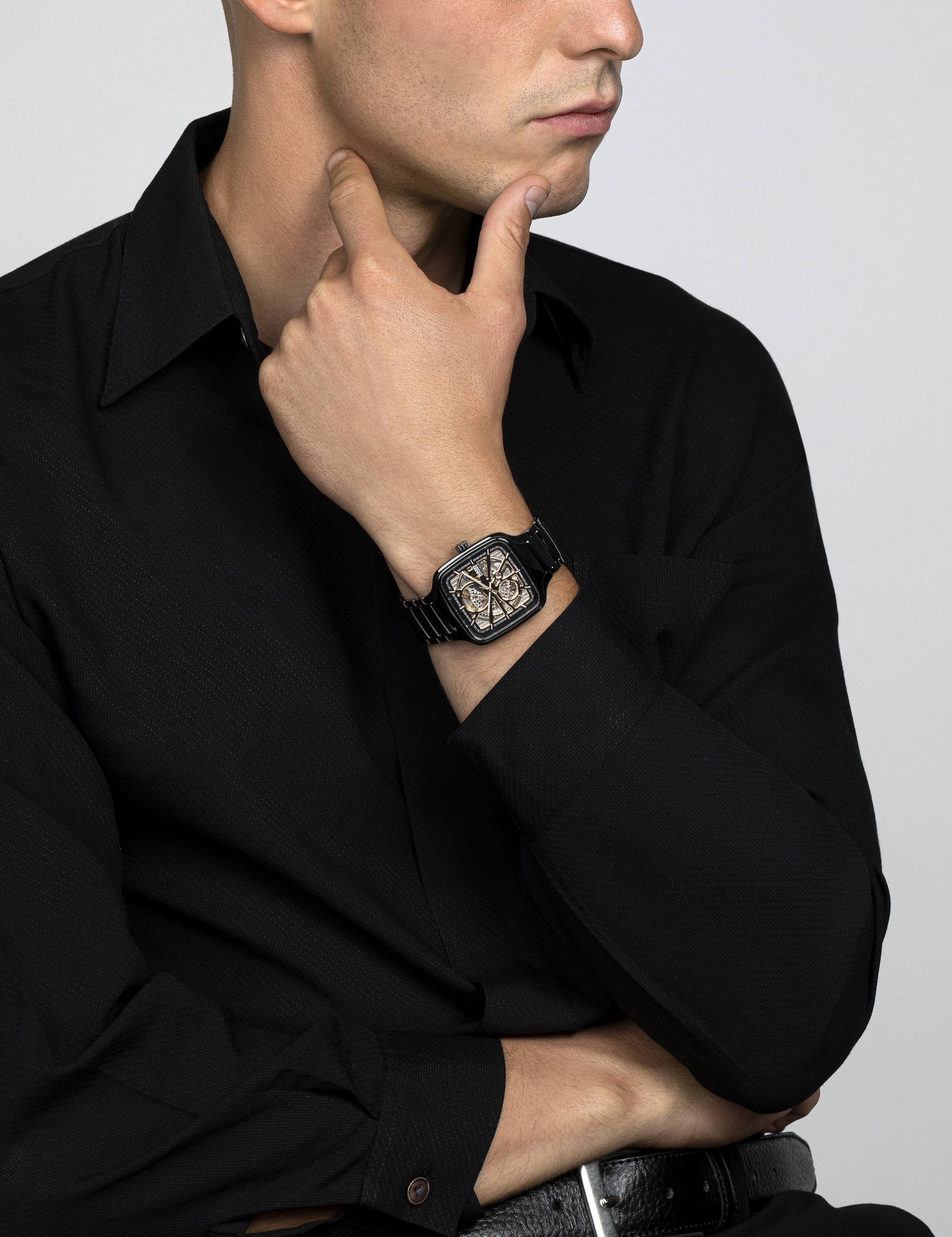 True Square Automatic Open Heart High-Tech Ceramic Watch R27086162 ...