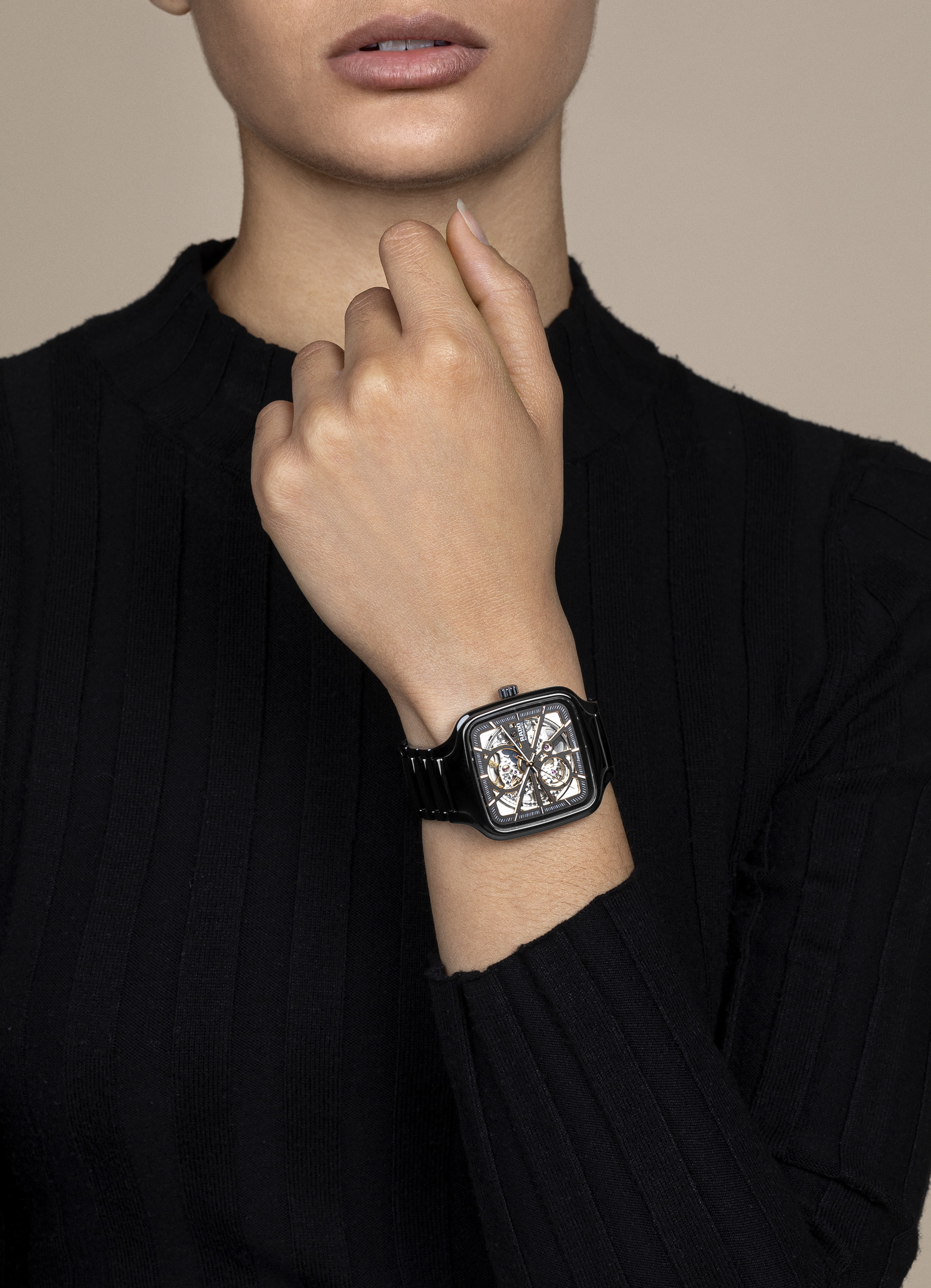 True Square Automatic Open Heart High-Tech Ceramic Watch R27086162 ...