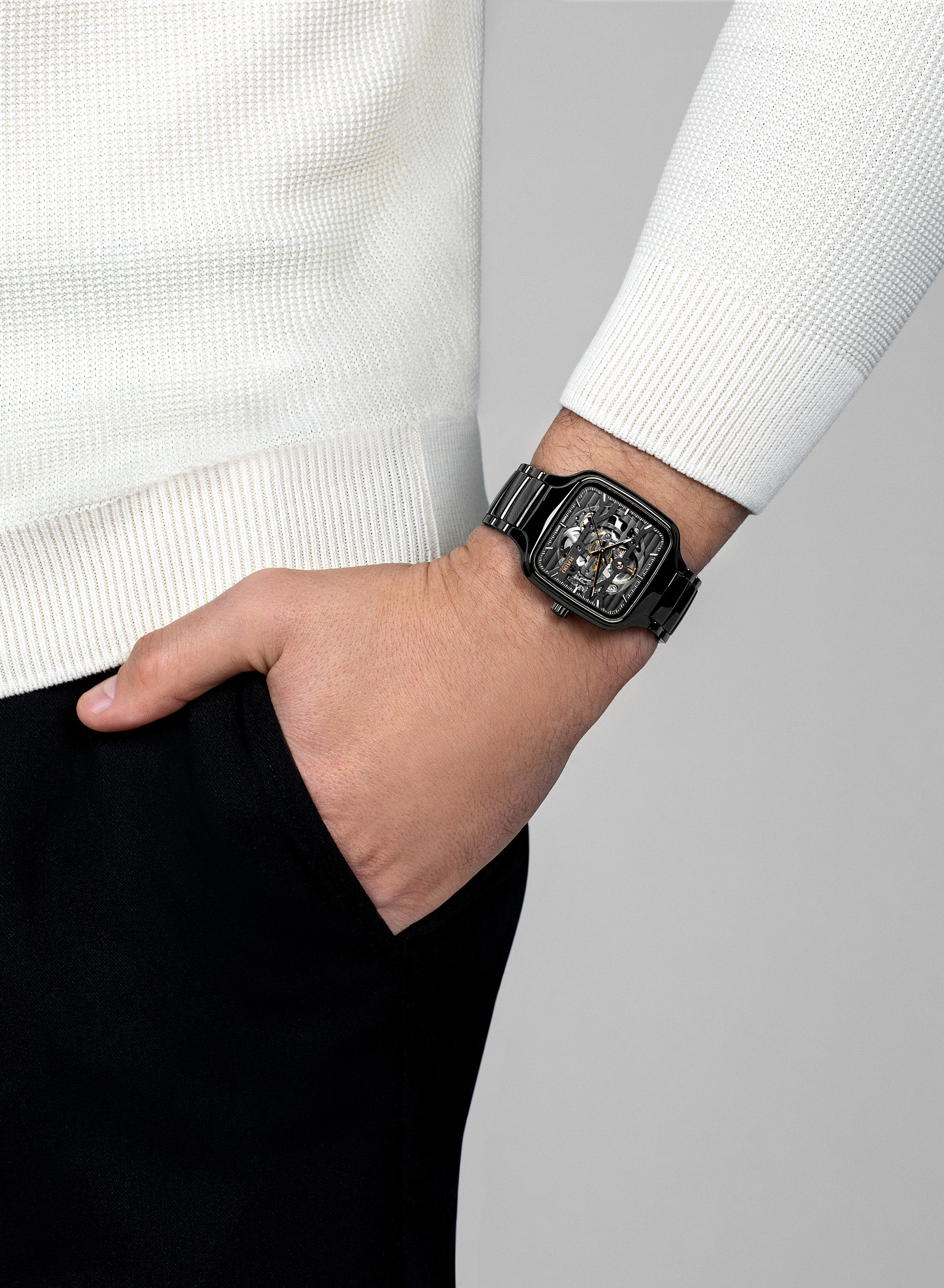 True Square Automatic Skeleton Unisex High-Tech Ceramic Watch R27124162 | Rado® Australia