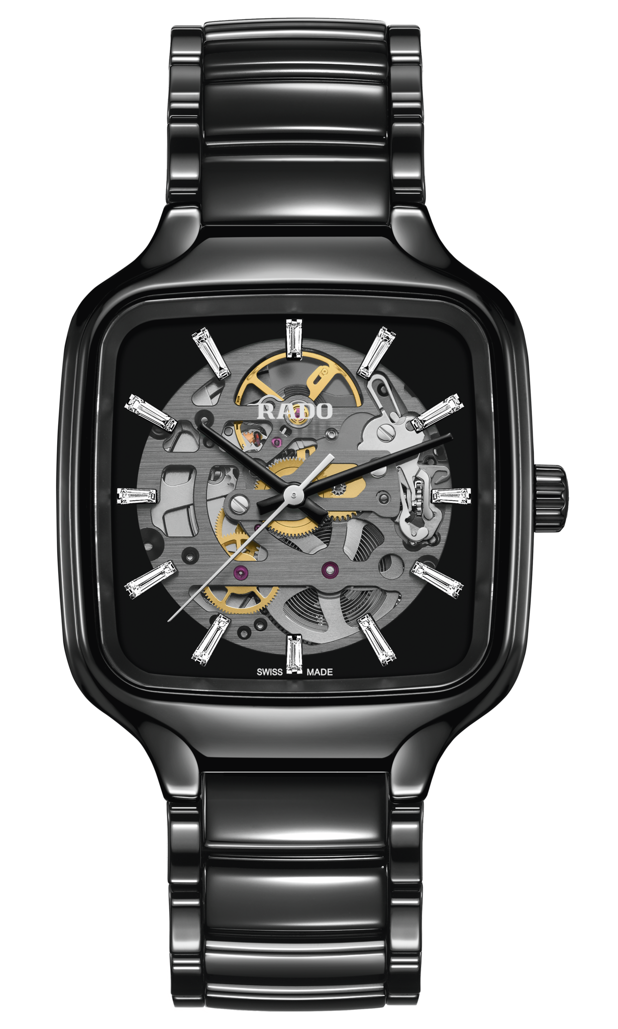 True Square Automatic Skeleton Diamonds High-Tech Ceramic Watch ...