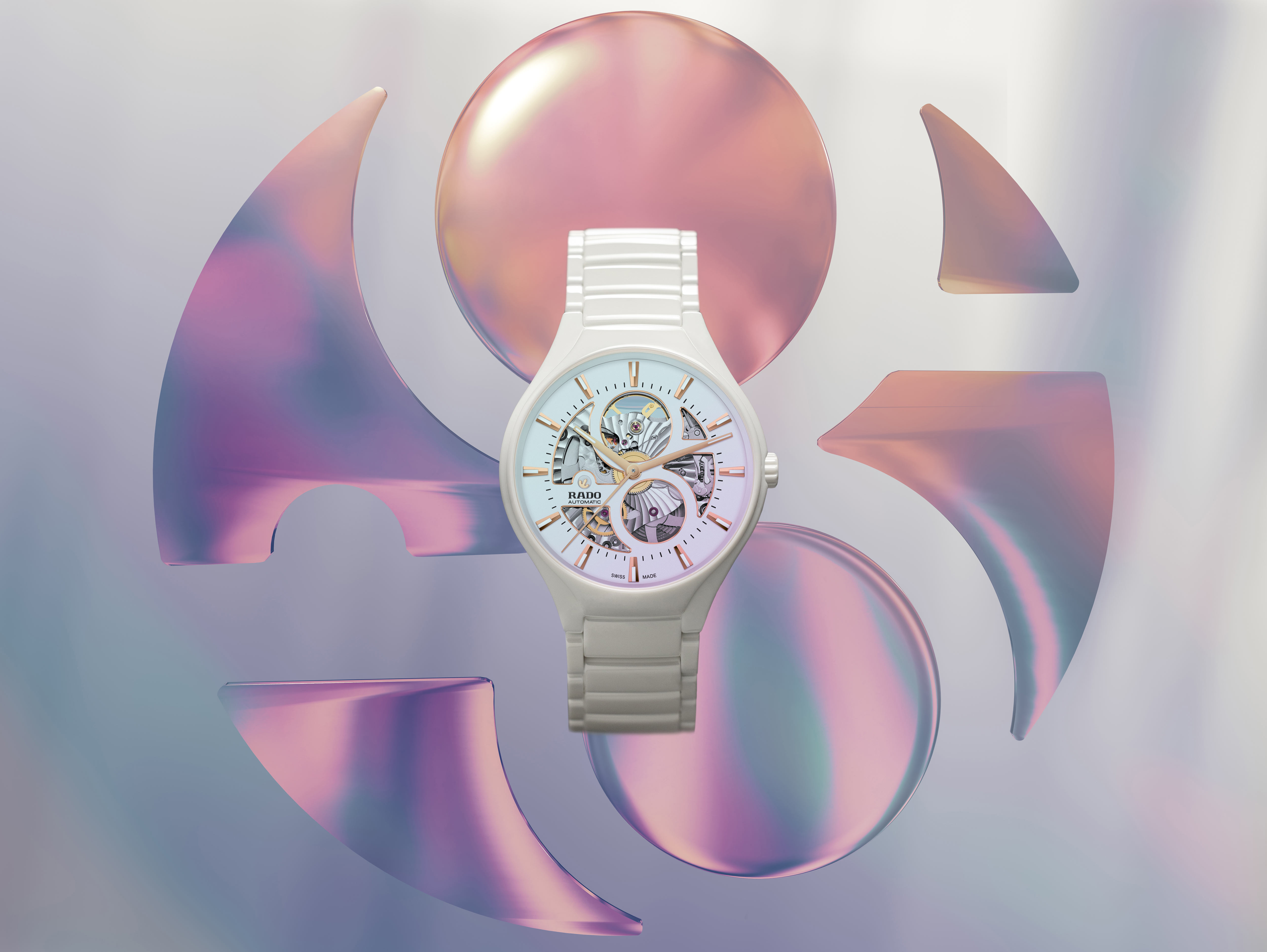 True Round Automatic Open Heart Unisex Plasma High-Tech Ceramic Watch ...